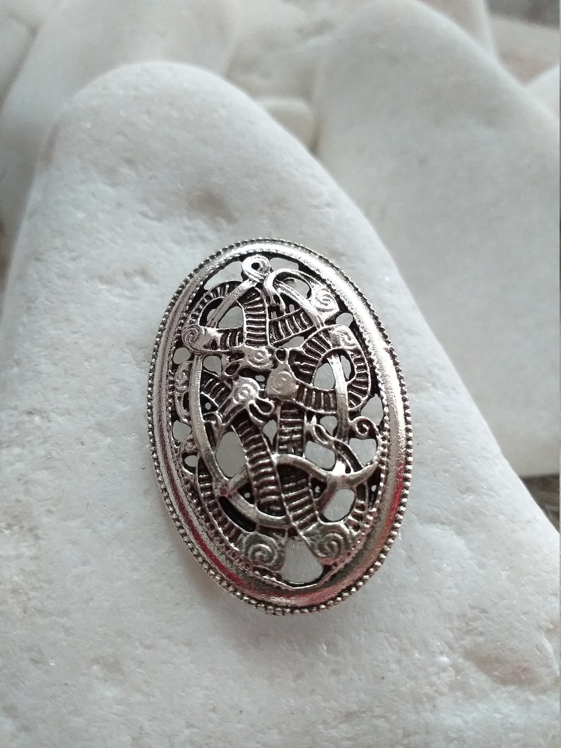 Viking Serpent Beast Knot Oval Broochviking Norse - Etsy