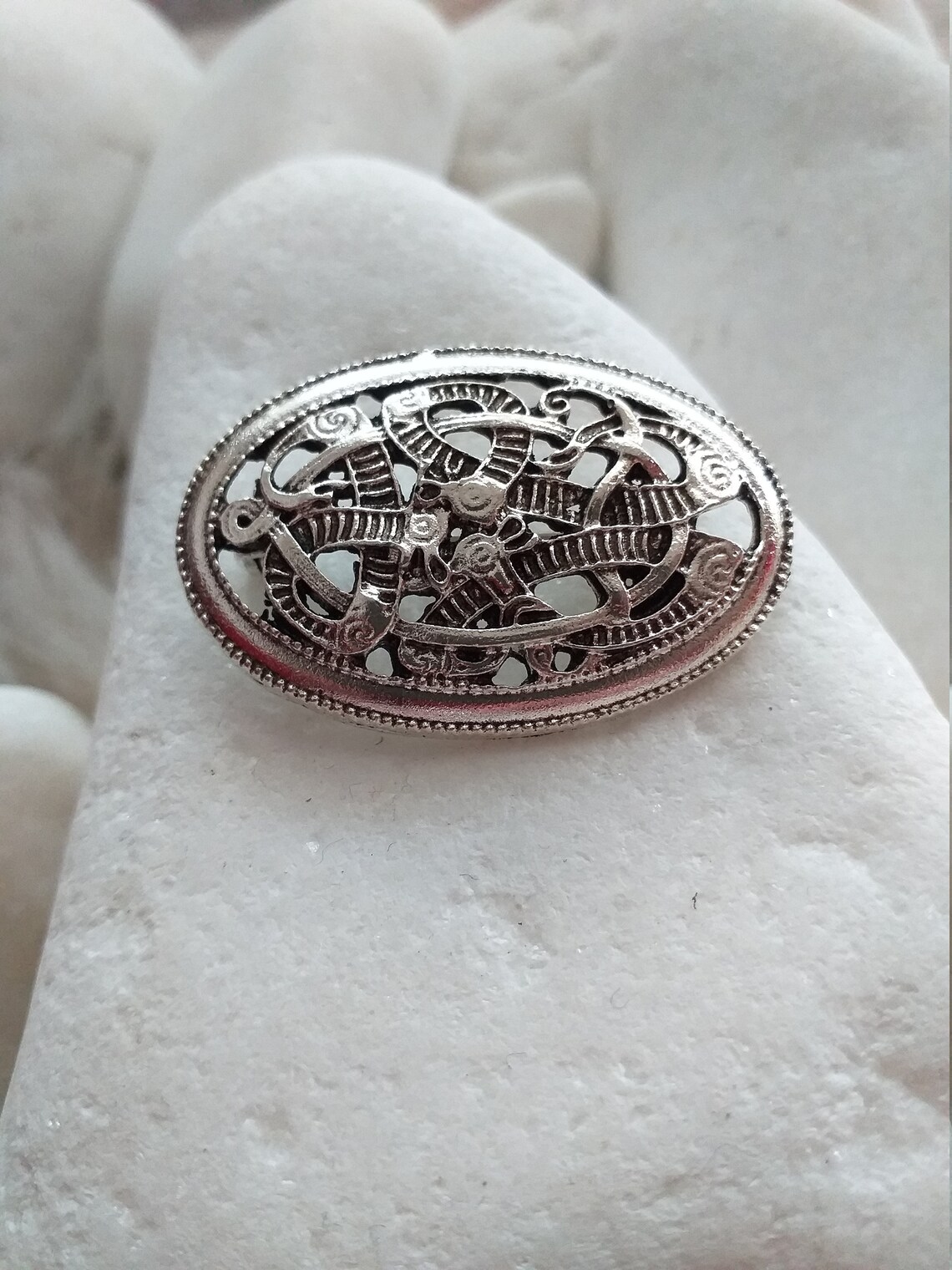 Viking Serpent Beast Knot Oval Broochviking Norse - Etsy