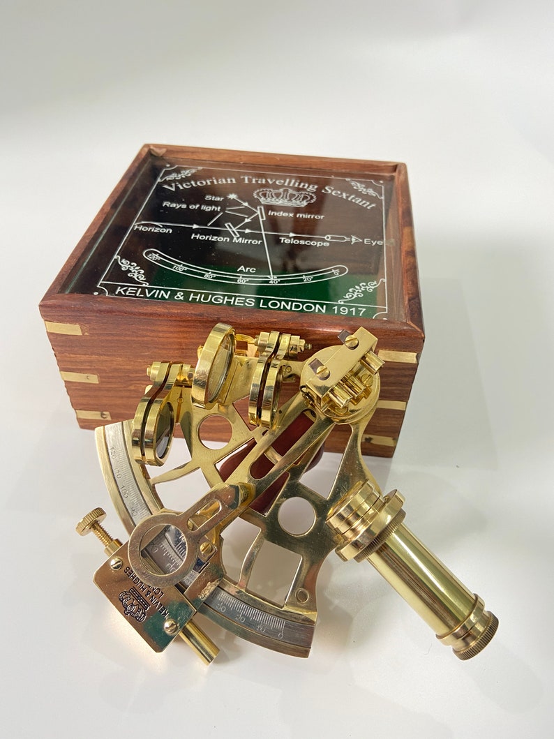 Nautical 5 Brass Sextant With Wooden Case Working | Etsy