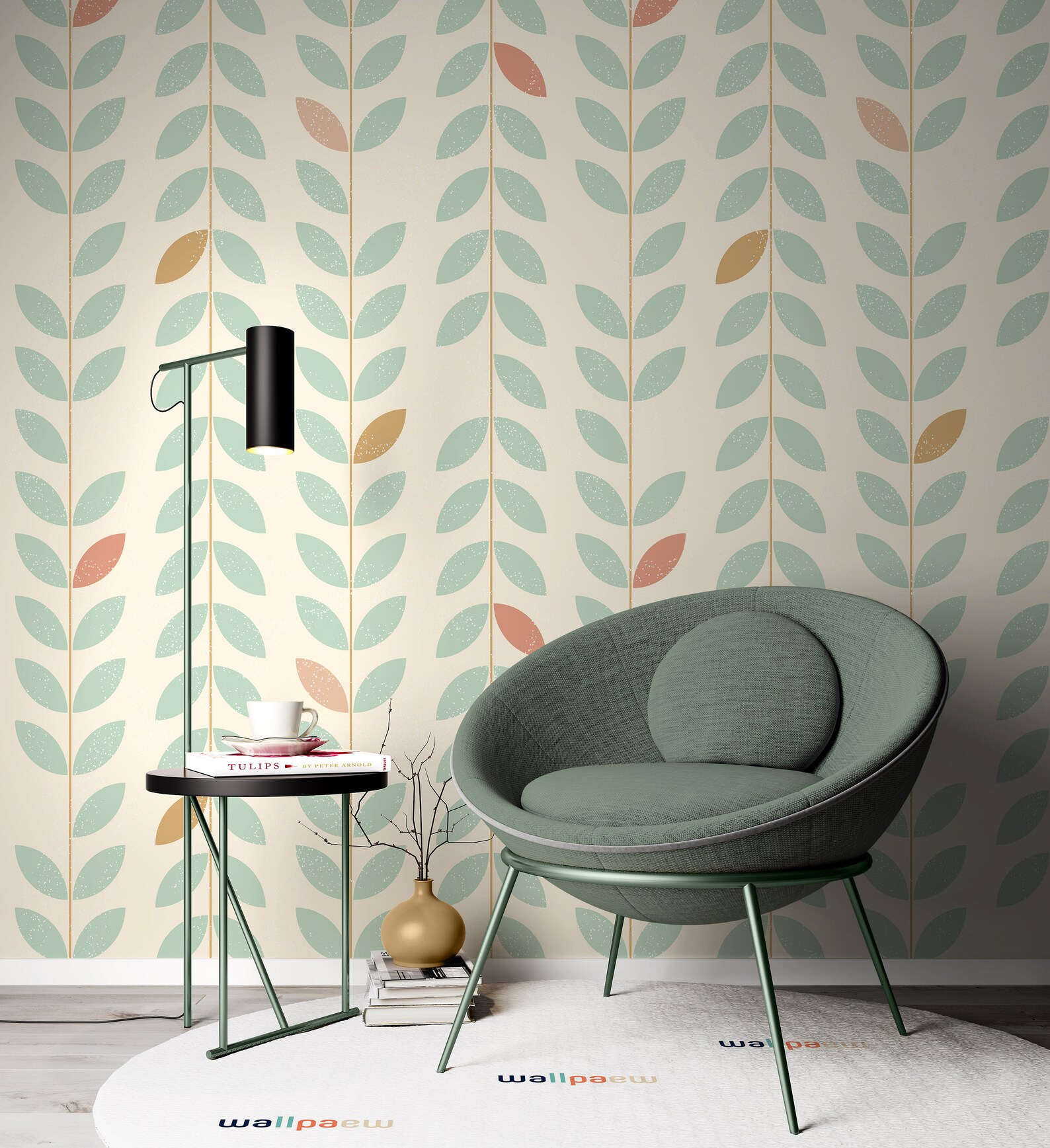 Leaves Simple Vertical Pattern Background in Retro - Etsy
