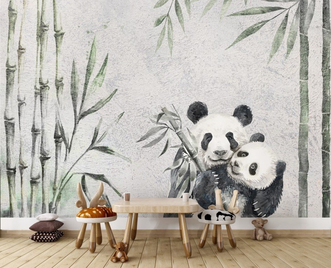 Adorable Panda Wallpaper Among Bamboo Trees Animal Wall Decor Removable ...