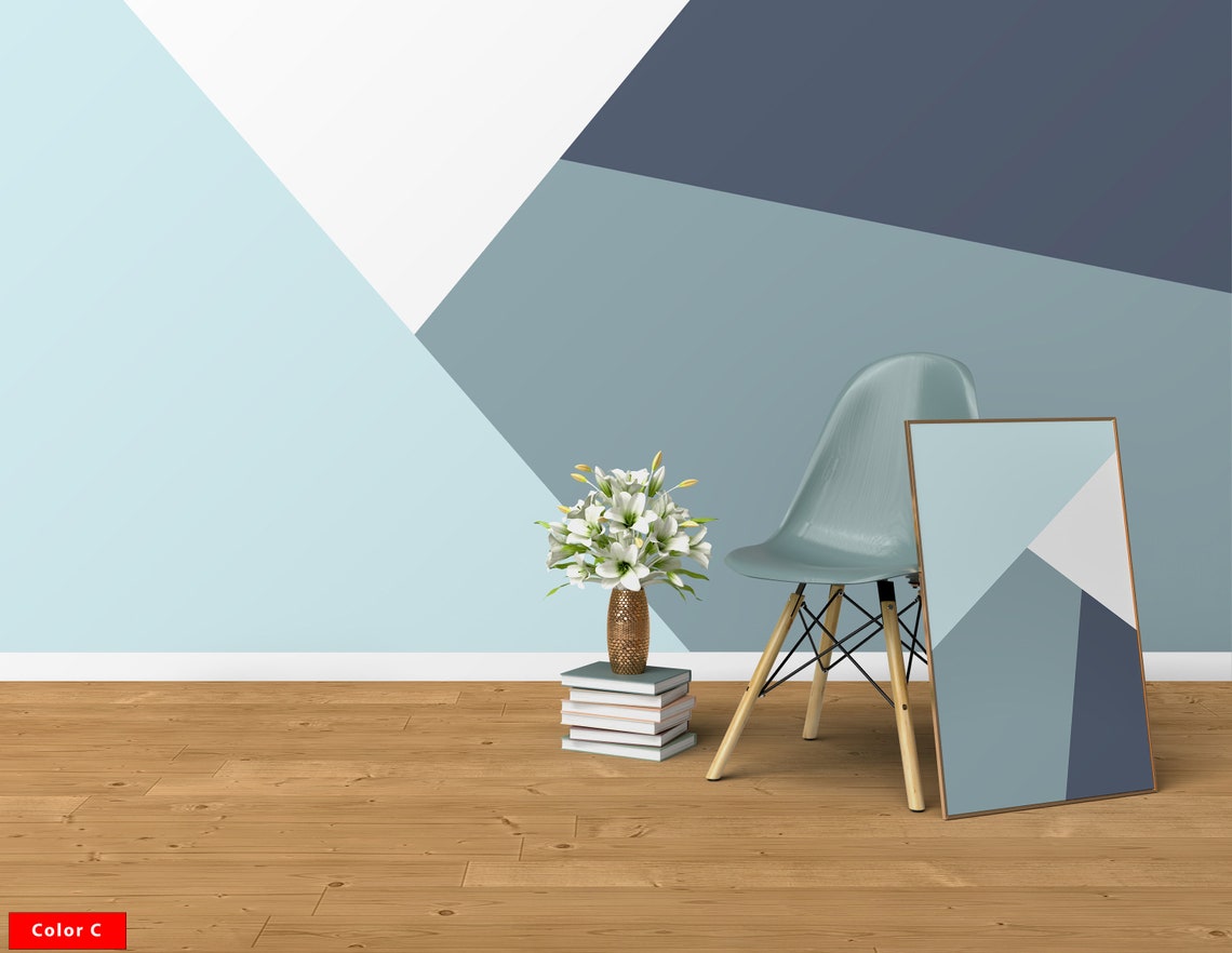 Colorful Trapezoid and Triangle Geometric Shapes Wallpaper - Etsy