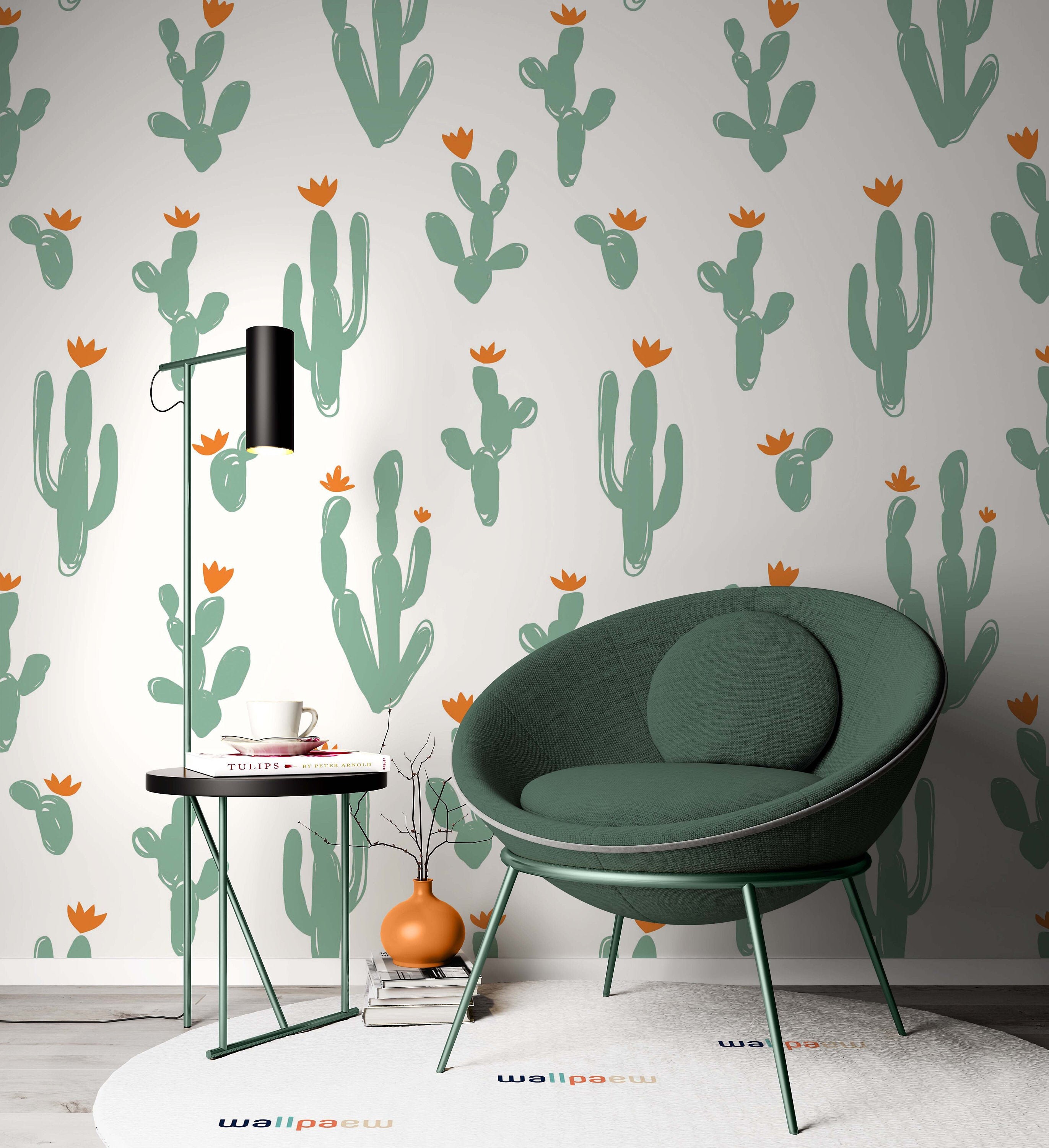 Hand Draw Cactus Pattern Modern Design Background Wallpaper | Etsy