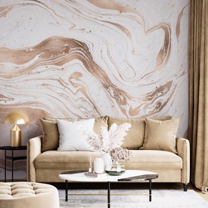 Contemporary Brown Painting Unique Hand Painted Abstract Wallpaper Self ...