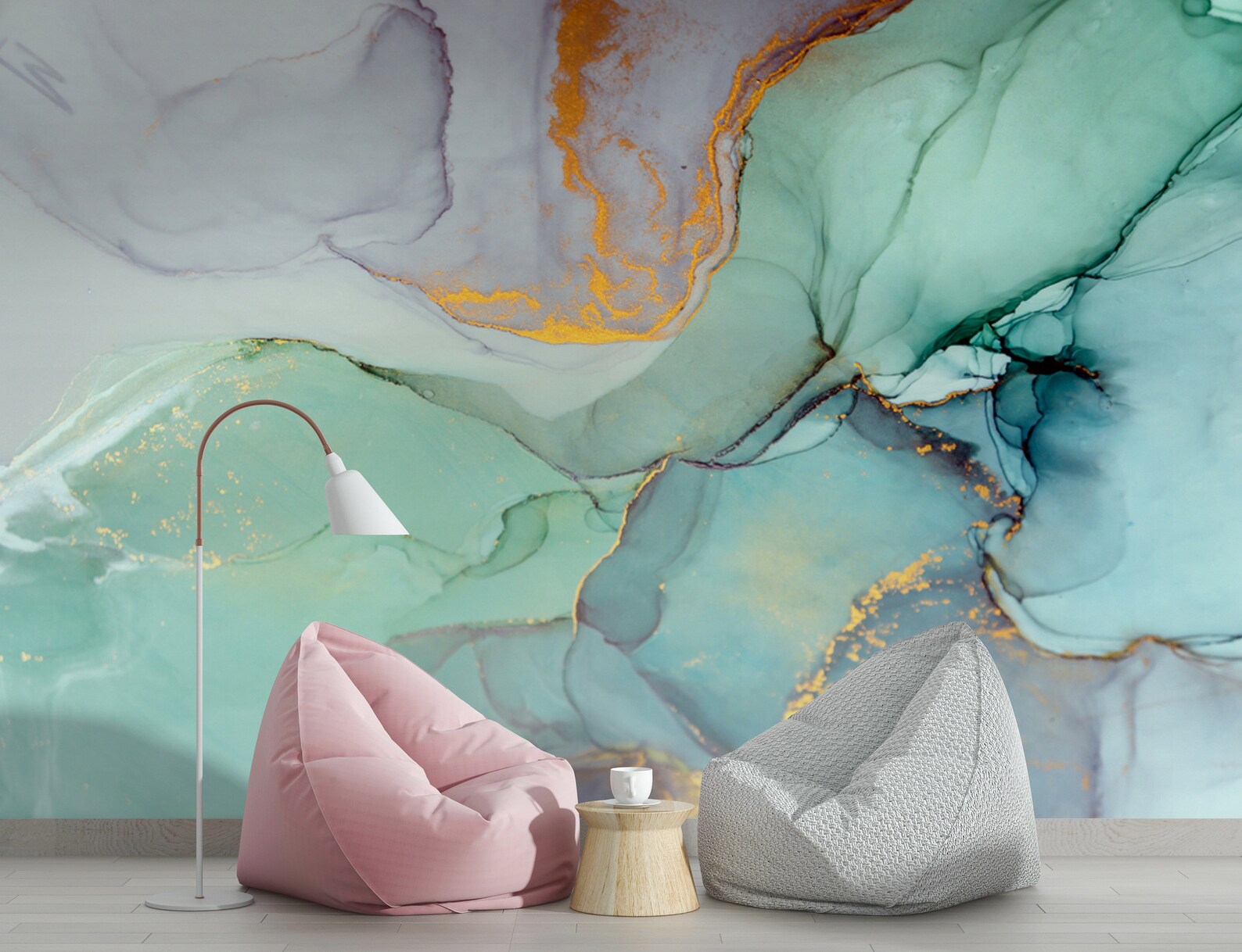 Illustration Ink Paint Abstract Painting Green Wallpaper Self | Etsy