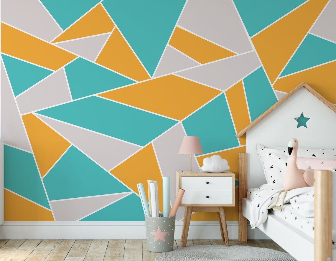 Geometric Colorful Trapezoid Shapes Modern Design Wallpaper Self ...