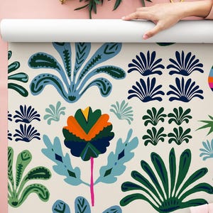 Abstract Organic Shapes Wallpaper Ethnic Botanical Wall Mural ...