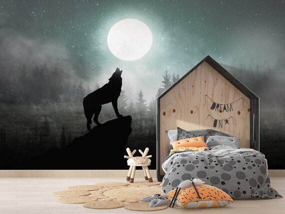 Black Alpha Wolf Howling