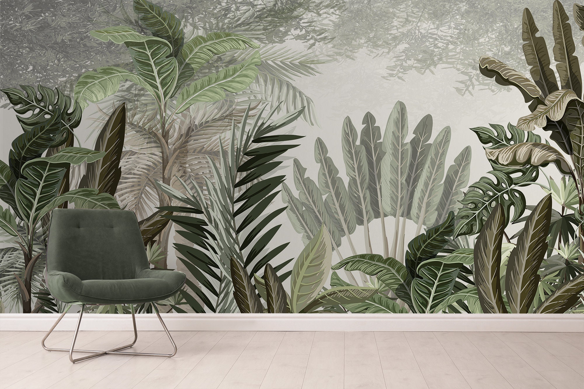Tropical Forest Tree Plants Rainforest Wallpaper Self Adhesive Peel and ...