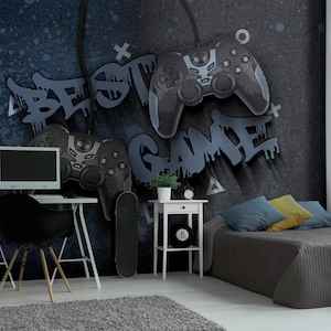 Game Room Wallpaper Gaming Console Wall Mural Playground Peel and Stick ...