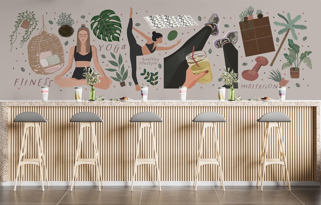 Fitness Yoga and Meditation Wallpaper | Healthy Nutrition Peel and ...
