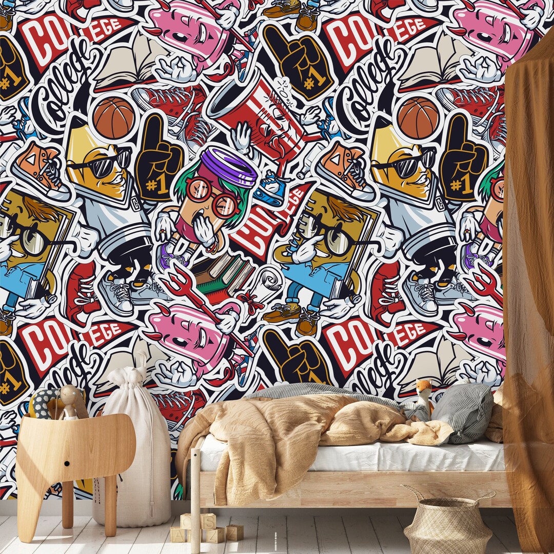 Graffiti Art Wallpaper Urban Style Wall Decor Eye-catching Design ...