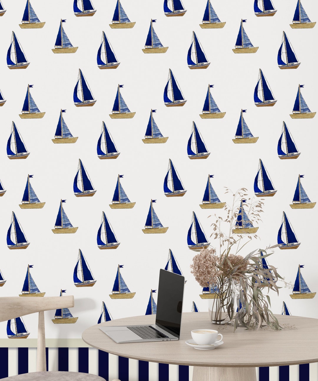 Sailboat Wallpaper Naval Architecture Peel and Stick Wall Mural ...