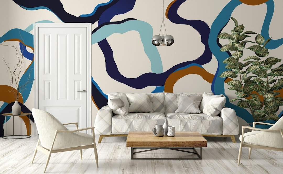 Colorful Abstract Intersections Wallpaper Minimalist Trendy Wall Decor ...