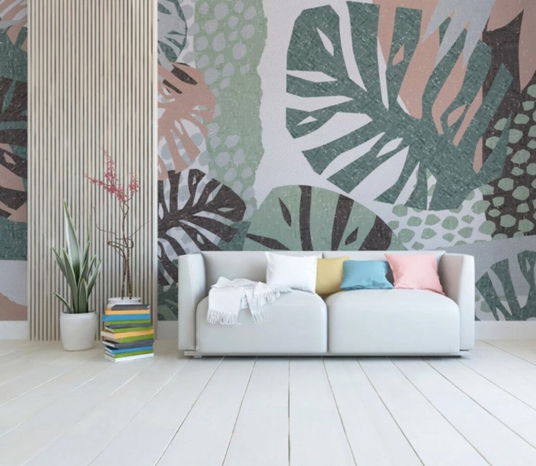 Green Big Large Leaves Wallpaper Self Adhesive Peel & Stick - Etsy