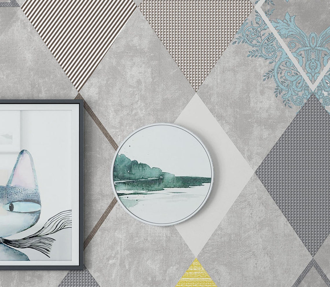 Geometric Square Shape Modern Wallpaper Self Adhesive Peel and - Etsy