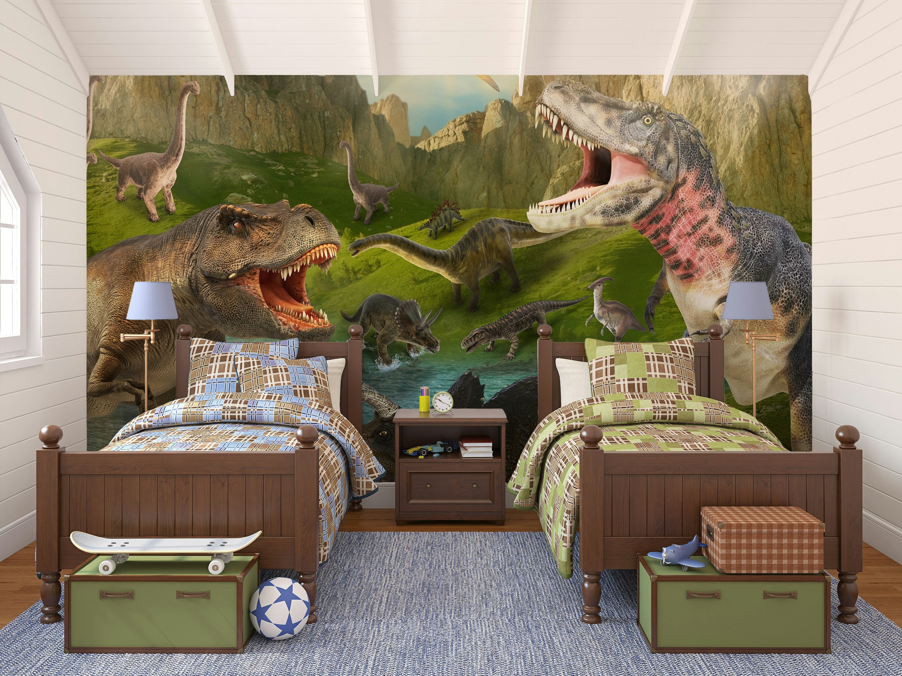 Dinosaur Wallpaper Jurassic World Wall Decor T-REX Removable - Etsy