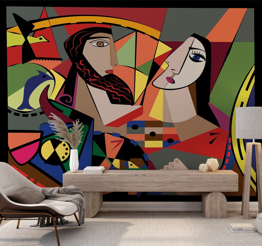 Abstract Portraits Wallpaper Cubism Wall Art Colorful Background Wall ...