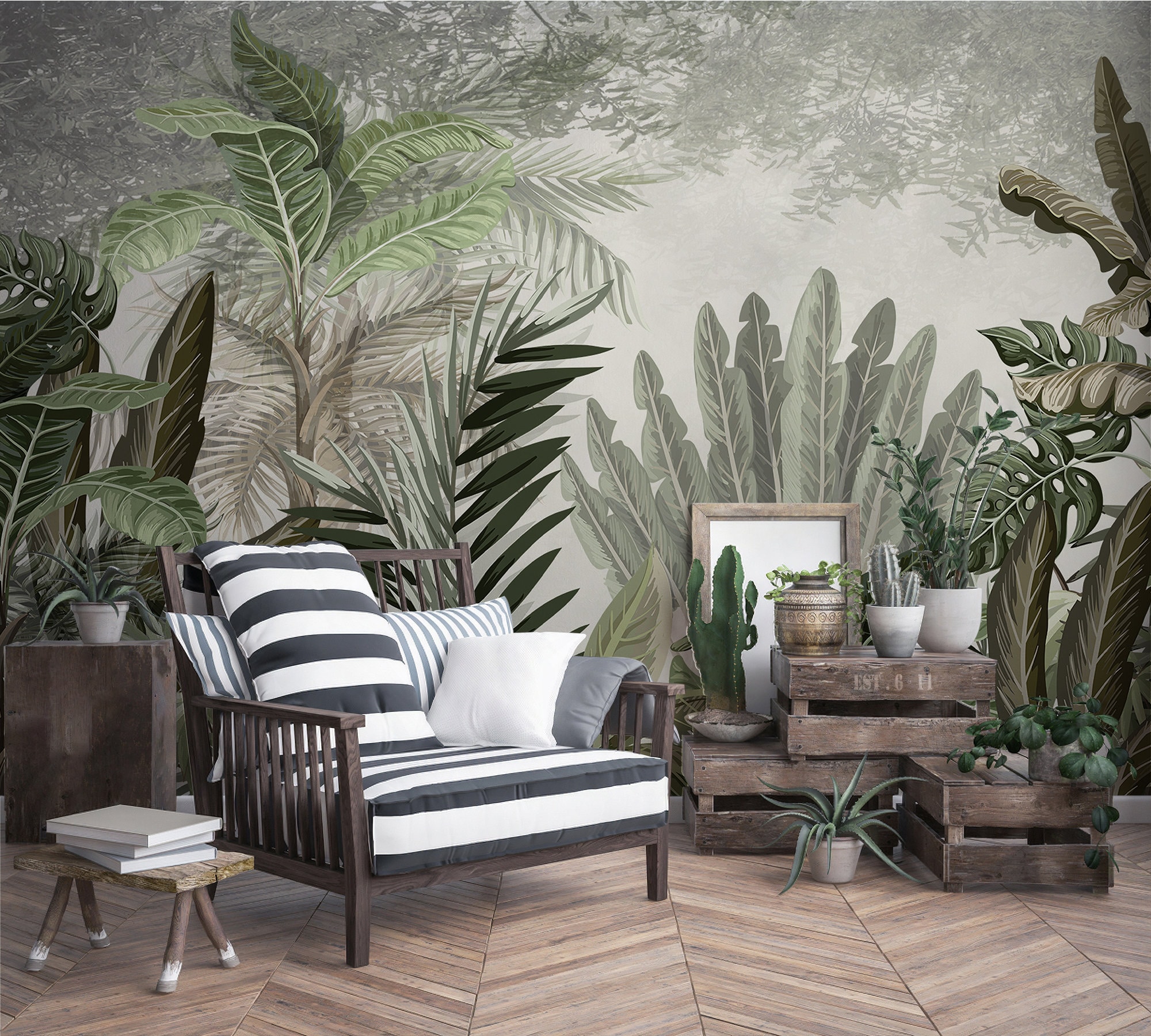 Tropical Forest Tree Plants Rainforest Wallpaper Self Adhesive Peel and ...