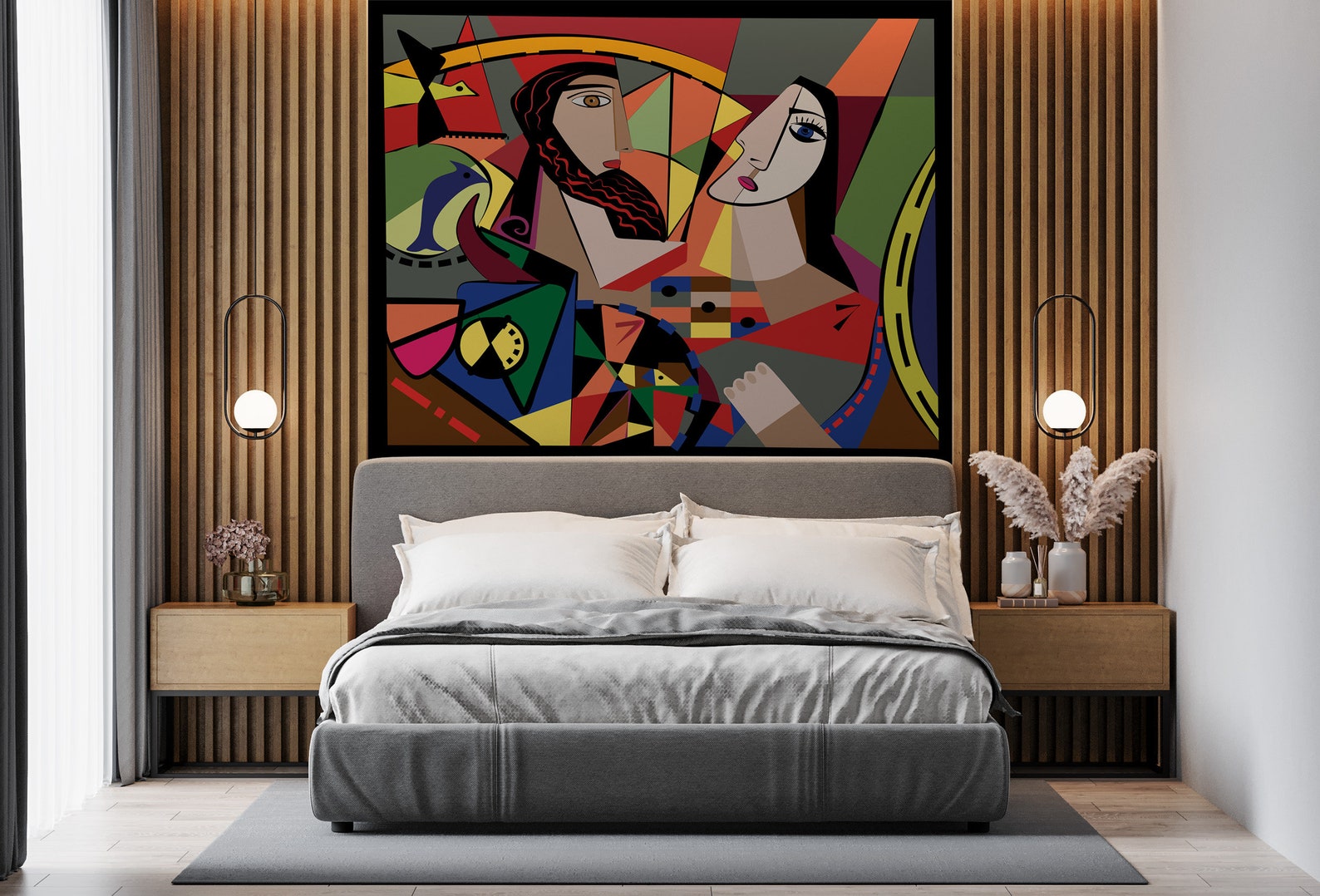 Abstract Portraits Wallpaper Cubism Wall Art Colorful Background Wall ...