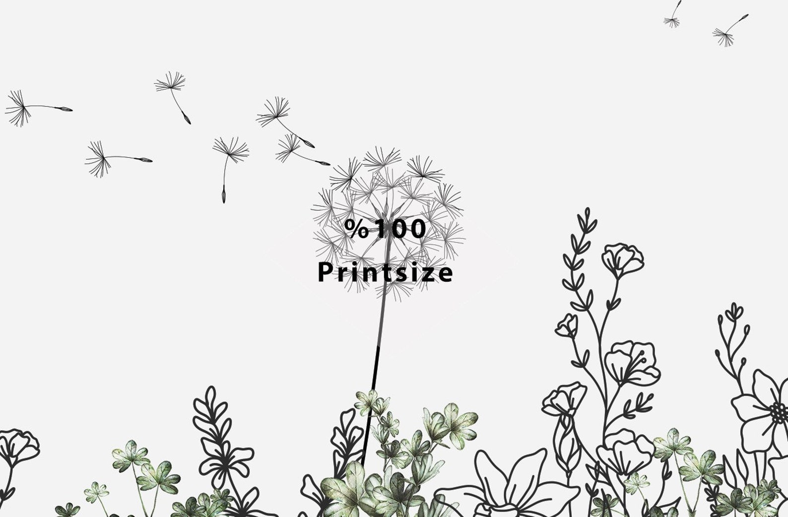 Hand Draw Abstract Garden Plants Flowers Wallpaper Self - Etsy