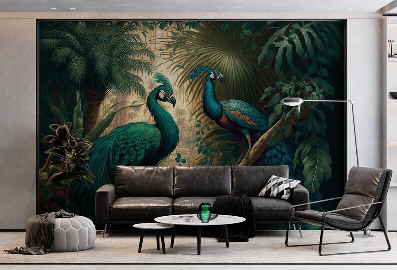 Peacock Wallpaper Peel and Stick Botanical Self Adhesive - Etsy