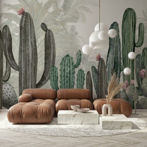 Cactus Wallpaper Cacti Plants Removable - Etsy