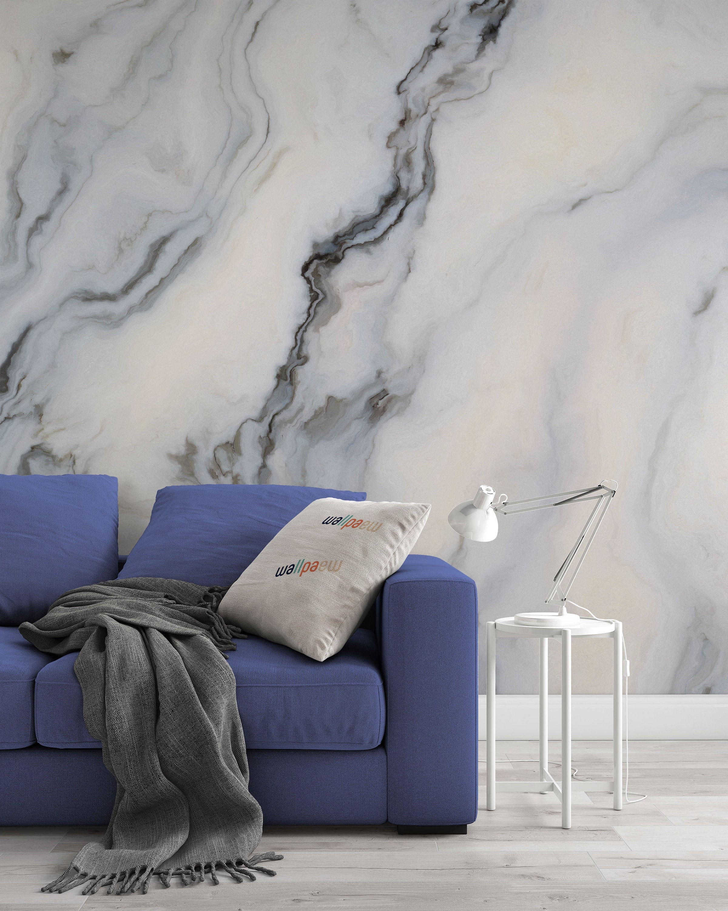 Wall Decals & Murals Wall Décor Black and white marble wallpaper with ...