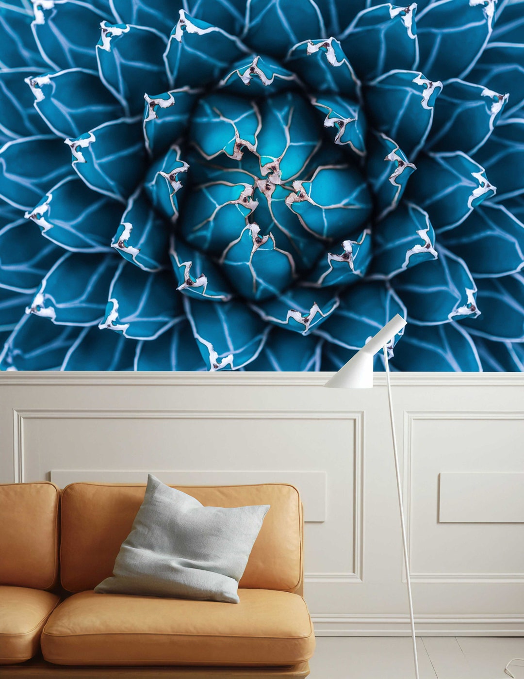 Blue Flower Pattern Wallpaper Floral Wall Decor Removable - Etsy
