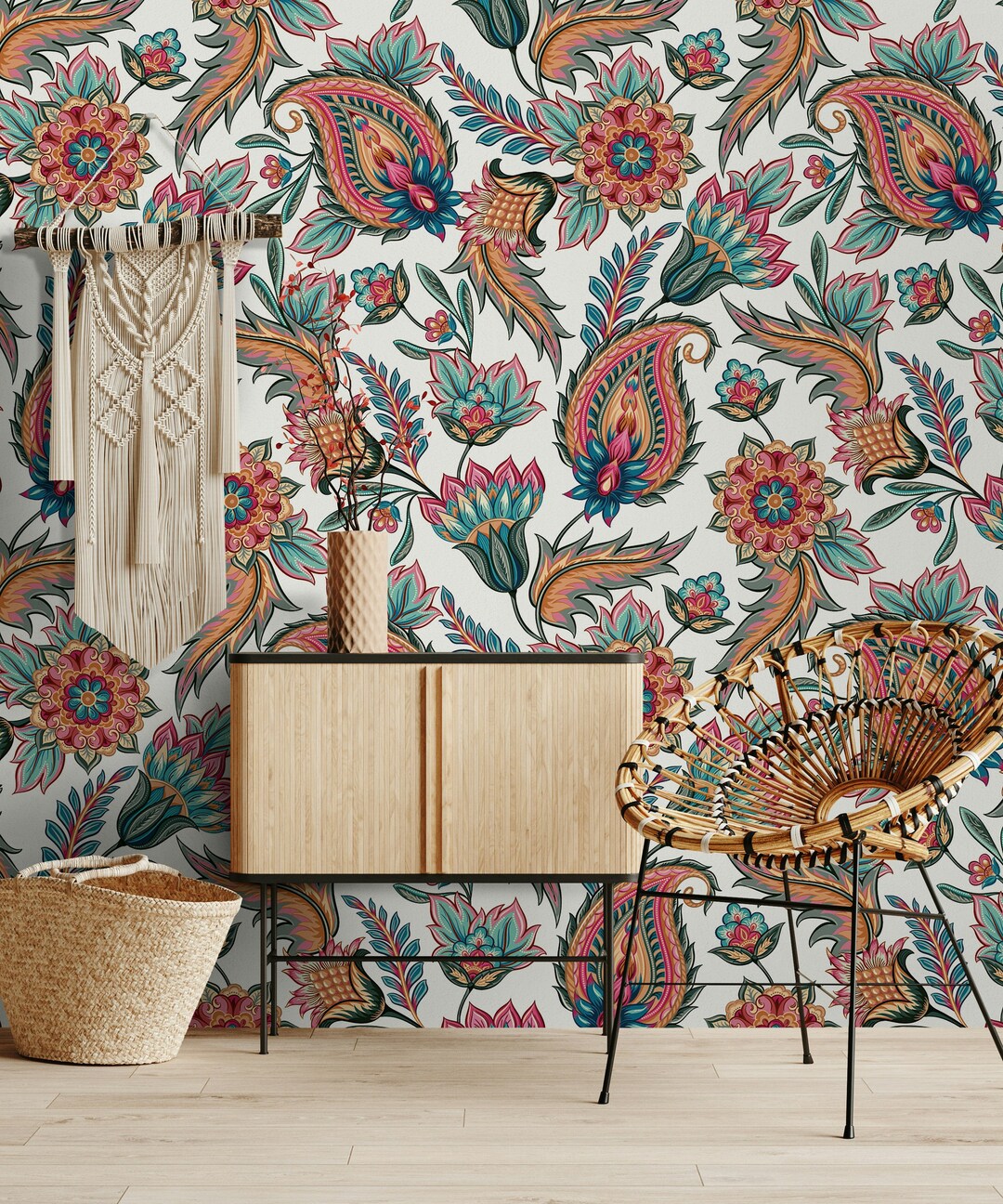 Traditional Oriental Paisley Pattern Vintage Modern Luxury Wallpaper ...
