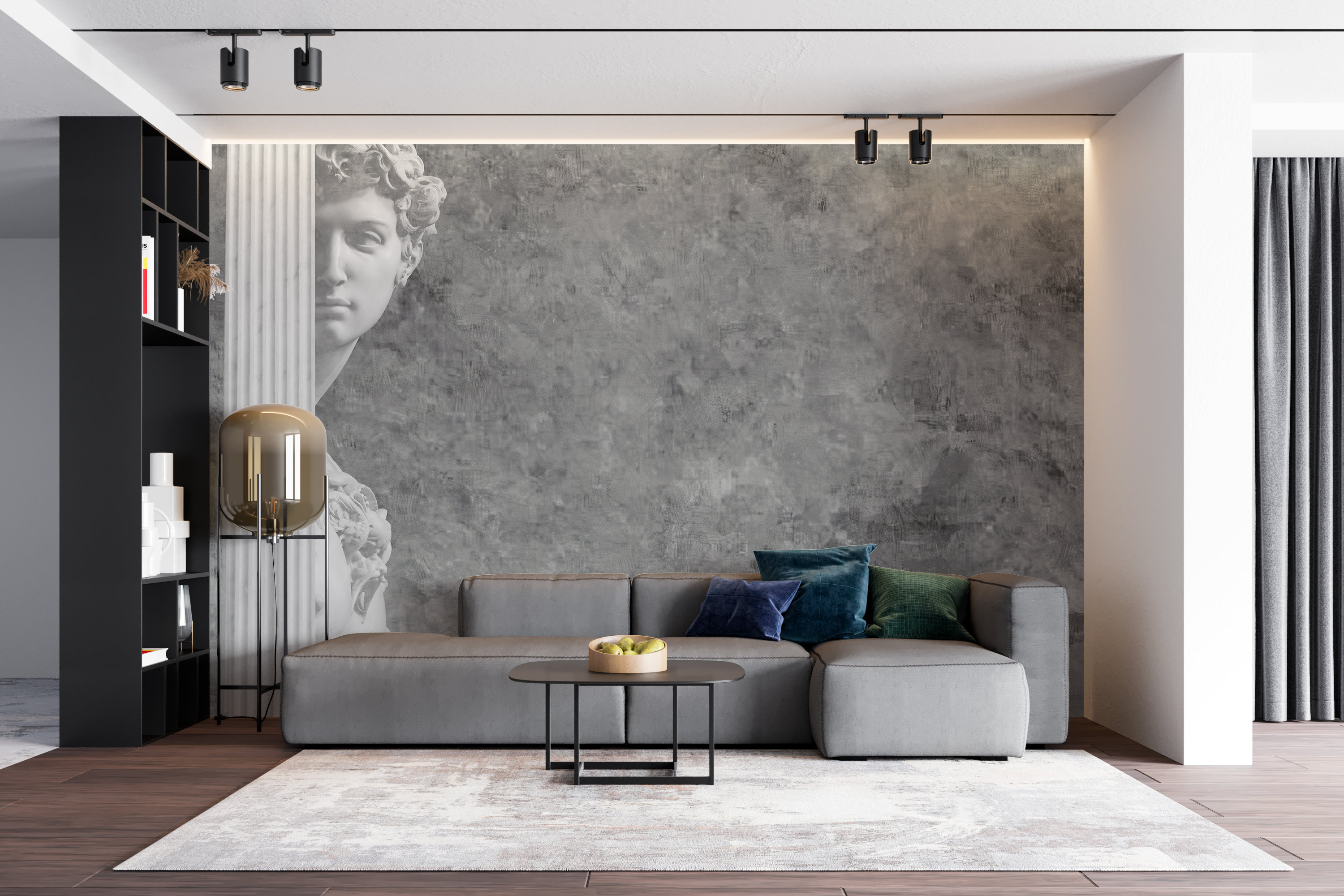 Ancient Roman Statue Gray Backgorund Art Design Wallpaper Self Adhesive ...