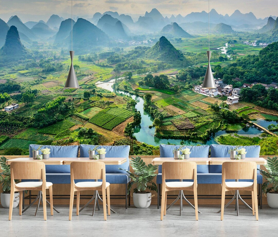Mountain Valley Landscape Wallpaper Self Adhesive Peel and Stick Wall ...