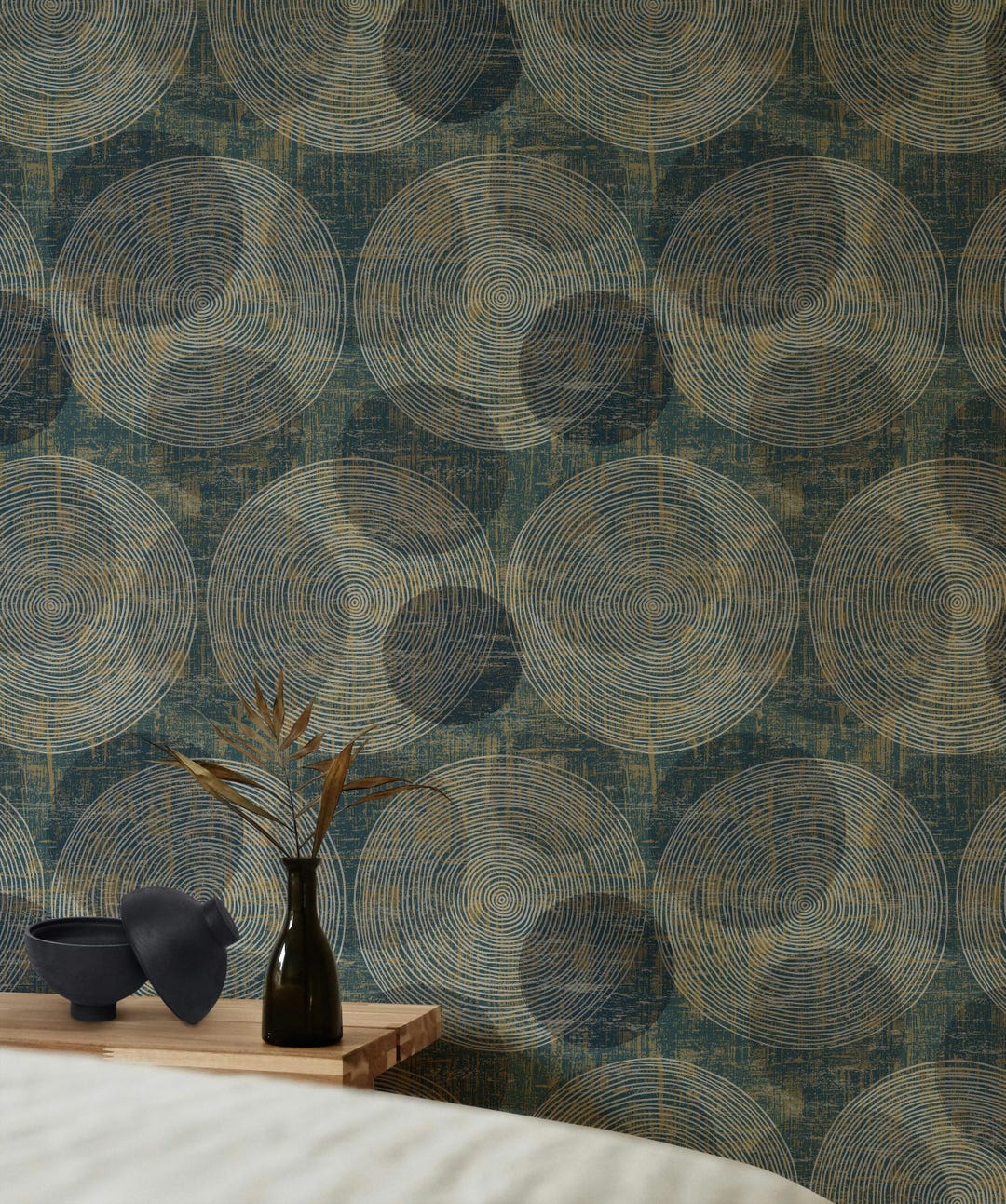 Concentric Circles Retro Style Geometric Wallpaper Self Adhesive Peel ...