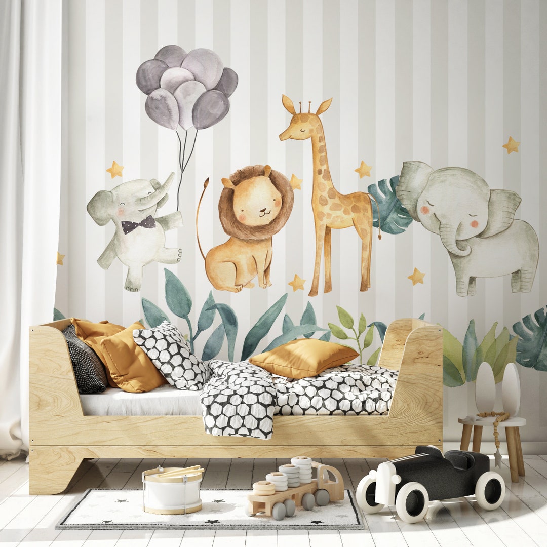 Cute Baby African Animals Wallpaper Self Adhesive Peel & Stick Wall ...