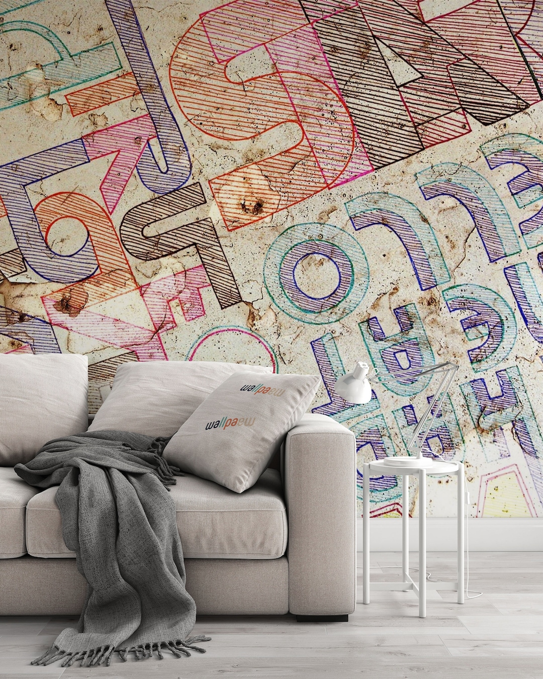 Colorful Handwriting Wallpaper Alphabet Peel and Stick Wall - Etsy