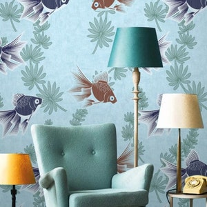 Colorful Fishes on the Blue Background Animal Wallpaper Self Adhesive ...