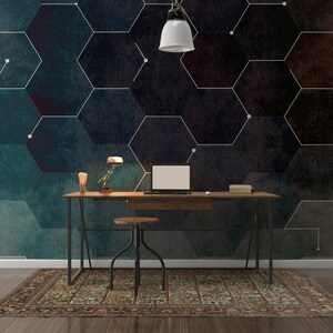 Dark Hexagon Geometric Wallpaper Self Adhesive Peel and Stick Wall ...