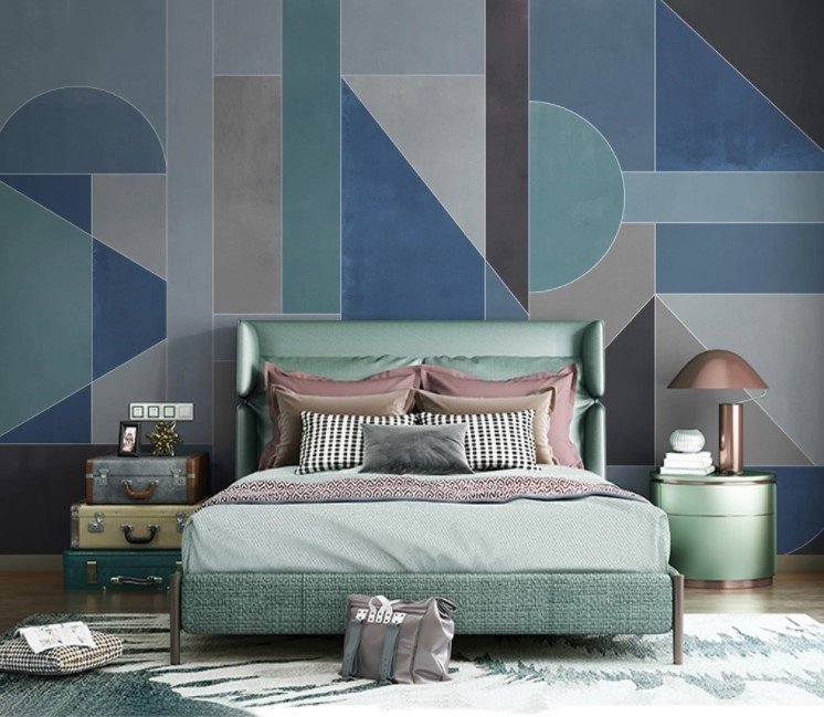 Half Circle Trapezoid Geometric Shapes Wallpaper Self Adhesive | Etsy