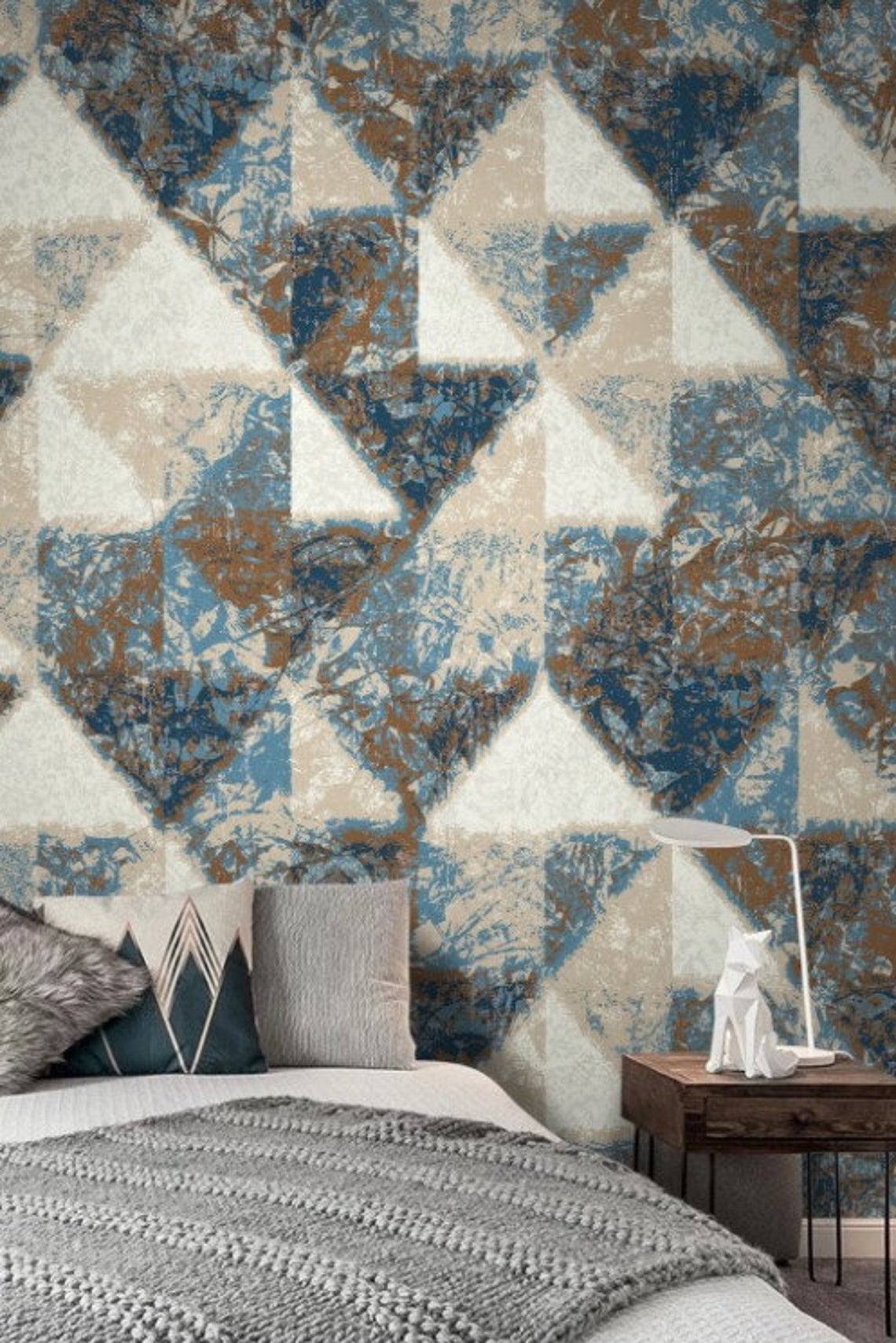 Abstract Hourglass Mosaic Blue Squares Art Design Wallpaper - Etsy