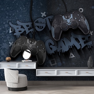Game Room Wallpaper Gaming Console Wall Mural Playground Peel and Stick ...