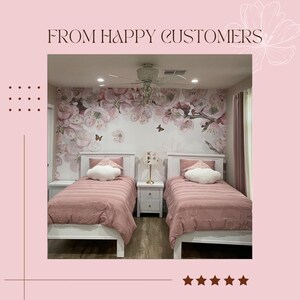 Watercolor Lila Flowers on White Background Wallpaper Self Adhesive ...