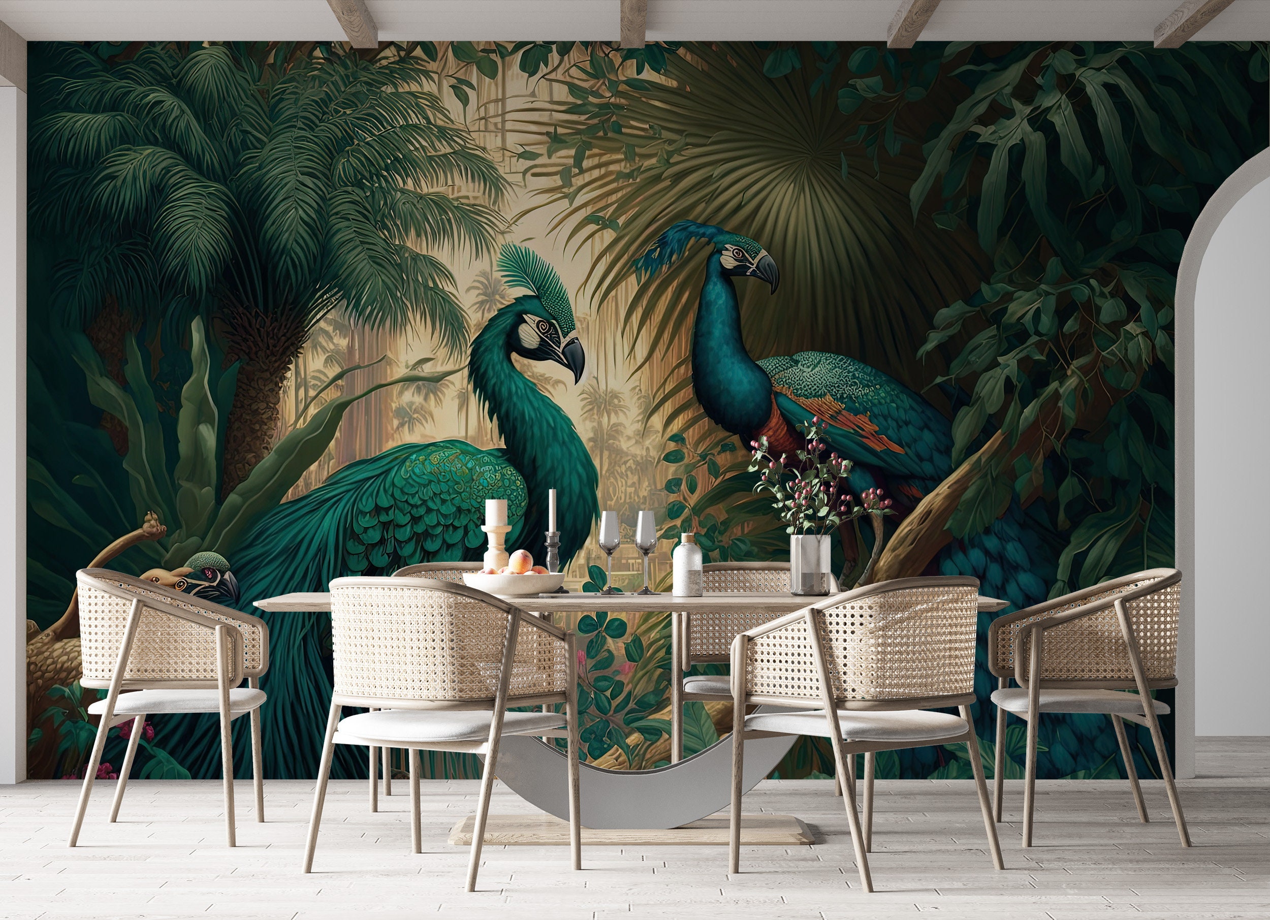 Peacock Wallpaper Peel and Stick Botanical Self Adhesive - Etsy