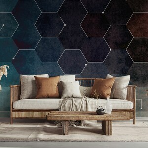Dark Hexagon Geometric Wallpaper Self Adhesive Peel and Stick Wall ...