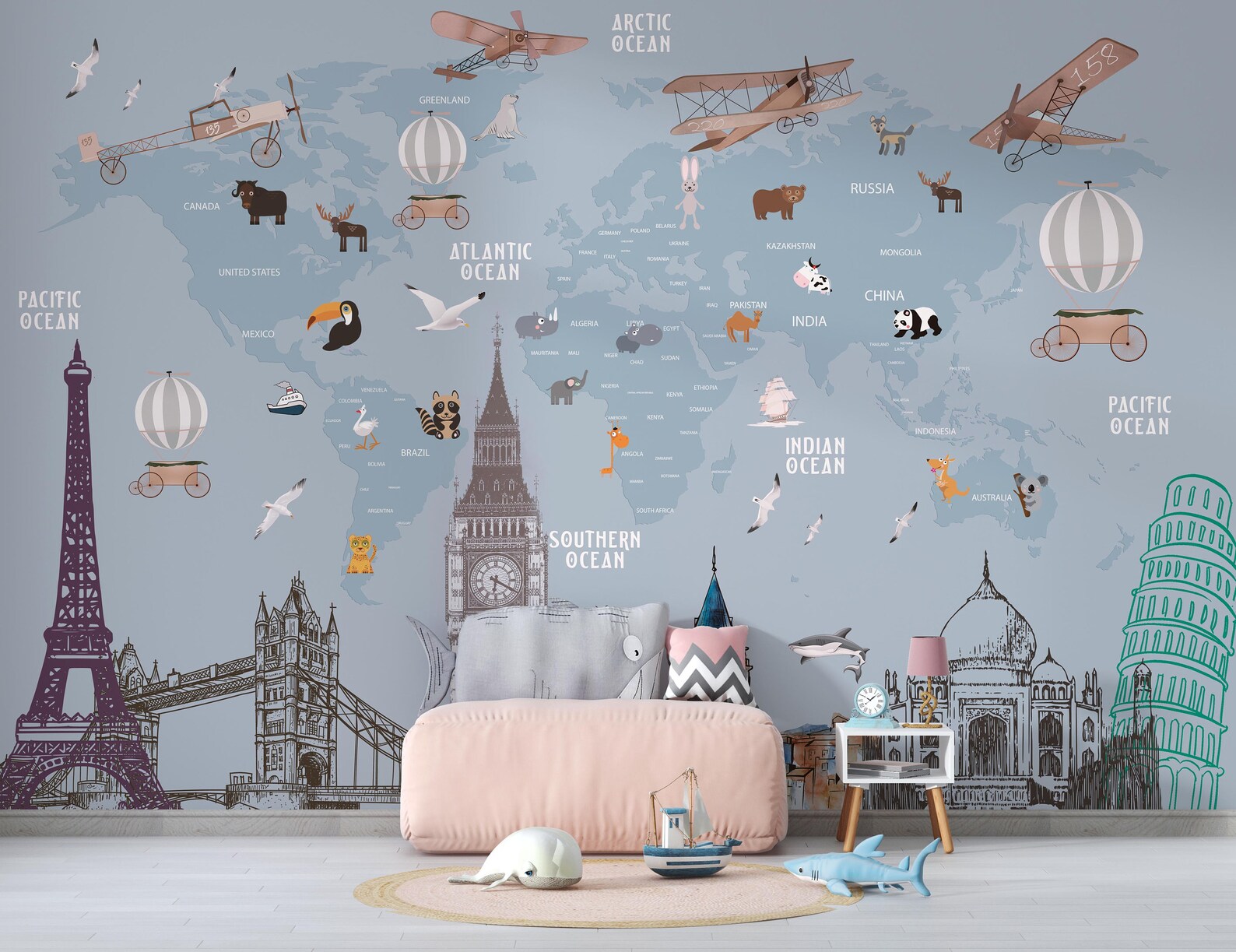 Wallpaper Architectural Structures Self-adhesive Funny World - Etsy