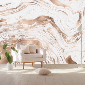 Contemporary Brown Painting Unique Hand Painted Abstract Wallpaper Self ...