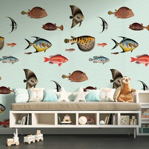 Diverses Fishes Wallpaper Ocean Wall Decor Removable - Etsy