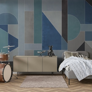 Half Circle Trapezoid Geometric Shapes Wallpaper Self Adhesive Peel ...