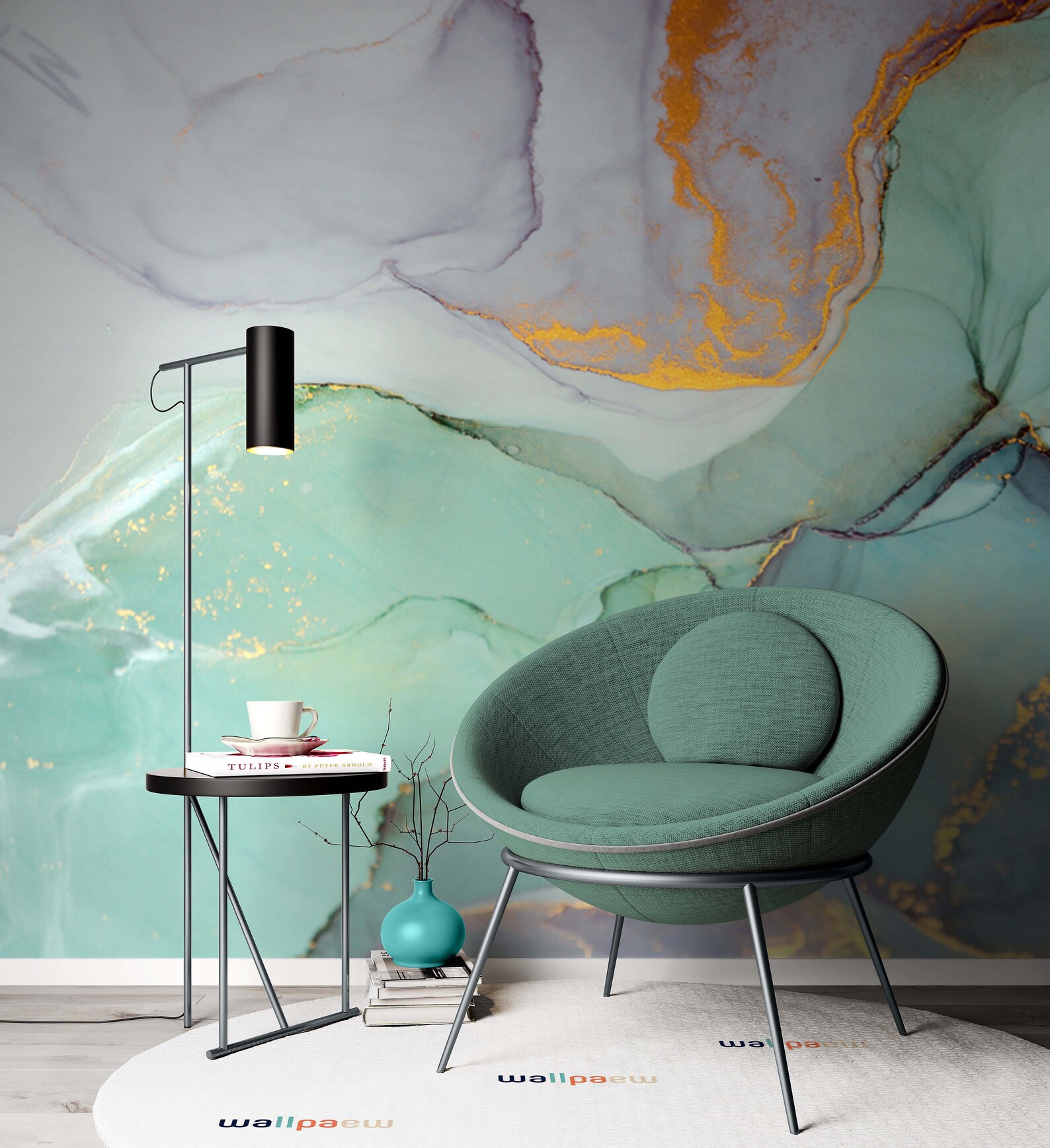 Illustration Ink Paint Abstract Painting Green Wallpaper Self | Etsy