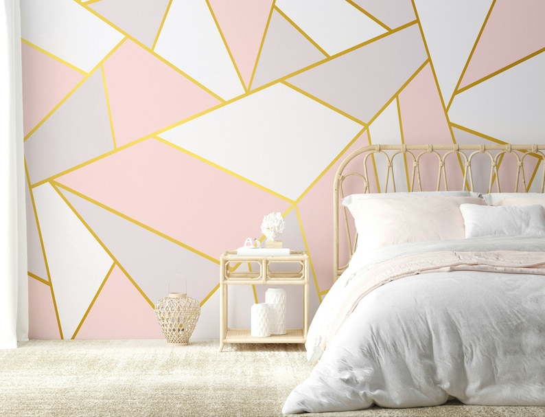 Geometric Triangle Wallpaper - Scandinavian Peel and Stick Wall Mural ...