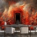 Hell Caves Wallpaper Crimson Wall Mural Fire and Blood Peel - Etsy
